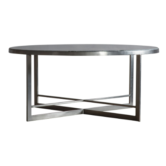 Nectar Marble Coffee Table Round With Silver Metal Frame