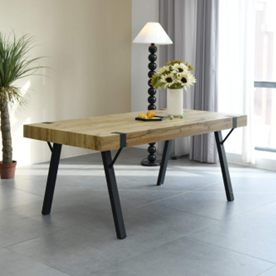 Negril Large Wooden Dining Table 1.8m In Wood Grain Effect