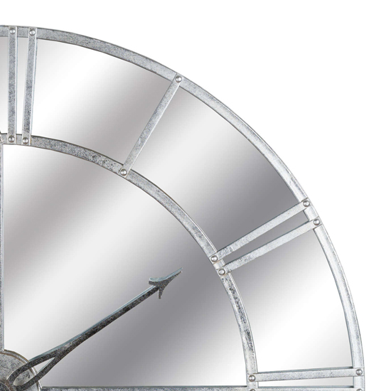 Neoga Large Foil Mirrored Wall Clock In Silver | Furniture in Fashion