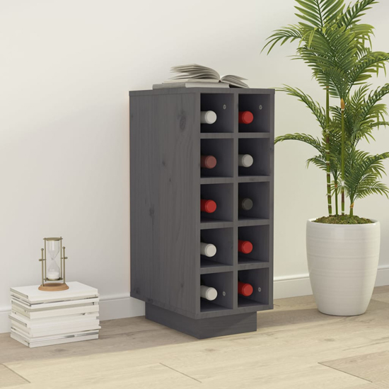 Newkirk Pine Wood Wine Rack With 10 Shelves In Grey