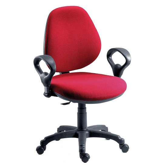 Nido Fabric Adjustable Office Chair In Red Finish With Wheels ...