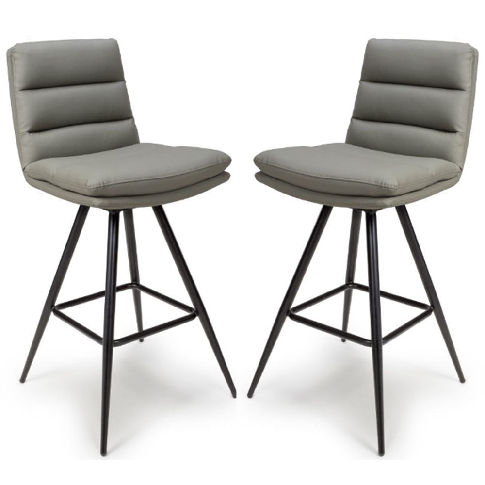 Novato Truffle Leather Bar Chairs In Pair | Furniture in Fashion