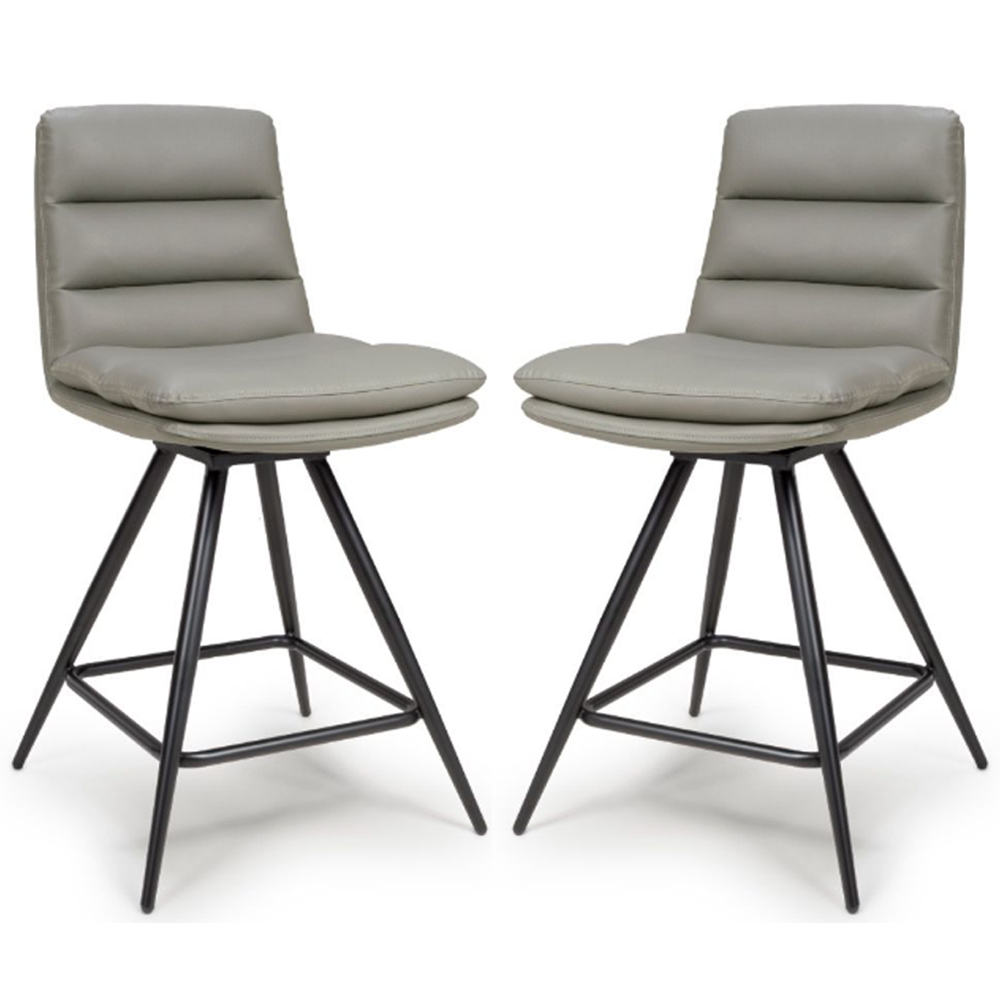 Novato Truffle Leather Counter Bar Chairs In Pair | Furniture in Fashion