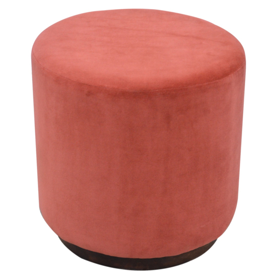 Nutty Velvet Footstool In Brick Red With Dark Walnut Base | Furniture ...