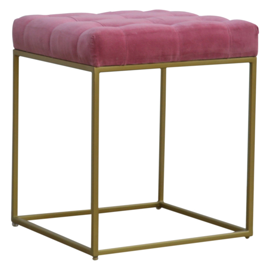 Nutty Velvet Square Footstool In Pink With Gold Base Furniture In Fashion
