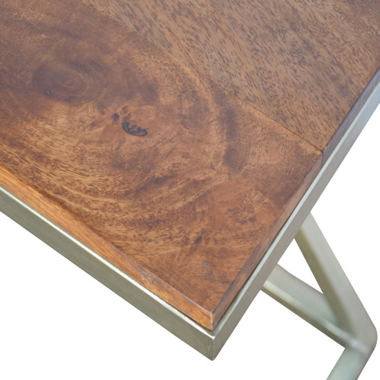 Nutty Wooden Z-Shaped Side Table In Chestnut With Gold Base | Furniture ...