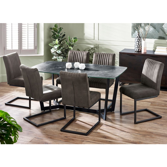 Oakley Glass Top Dining Table In Black Marble Effect | Furniture in Fashion