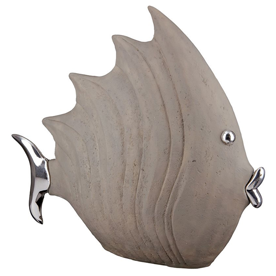 Ocala Polyresin Fish Sculpture Small In Grey And Silver