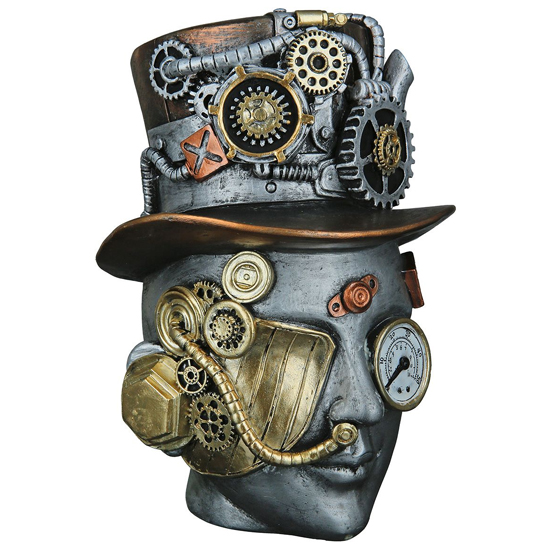 Ocala Polyresin Steampunk Female Sculpture In Silver
