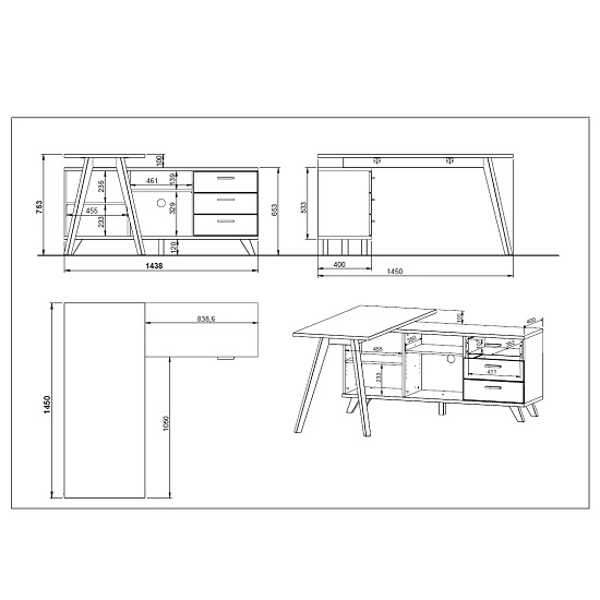 Ohio Rotating Corner Computer Desk In White And Solid Oak | Furniture ...