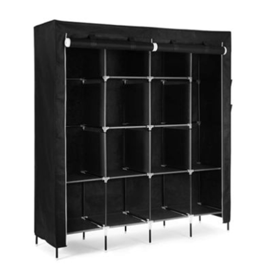 Ojai Large Fabric Quadruple Wardrobe In Black | FiF