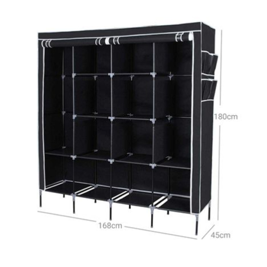 Ojai Large Fabric Quadruple Wardrobe In Black | FiF