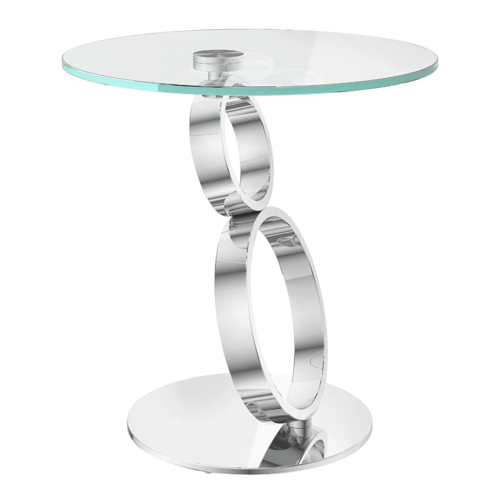 Oldham Glass Side Table With Stainless Steel Base