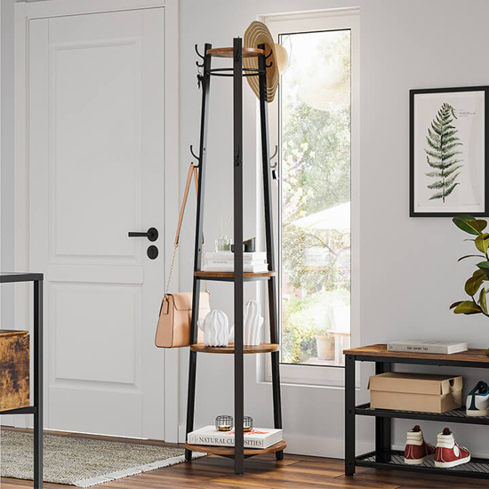 Onamia Metal Small Coat Rack Stand In Rustic Brown | Sale