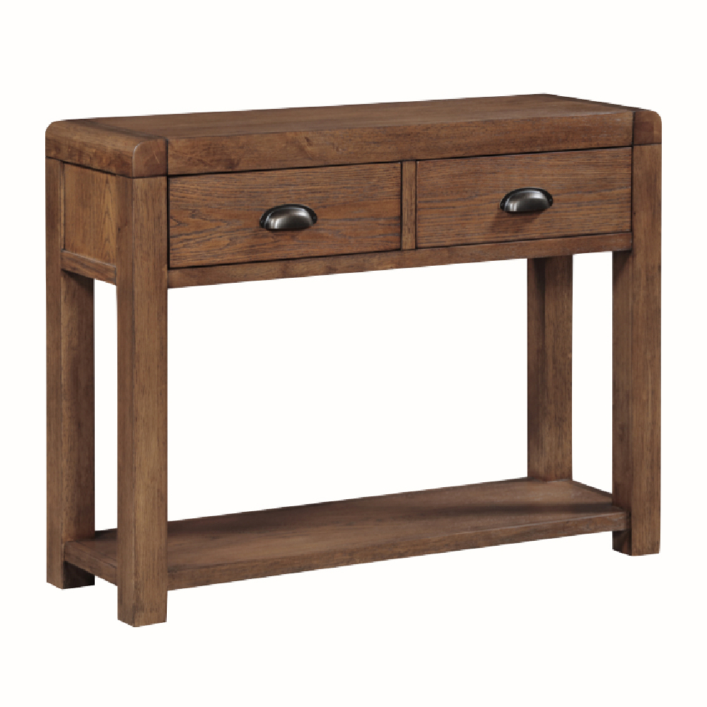 Ontario Wooden Console Table With 2 Drawers In Dark Oak
