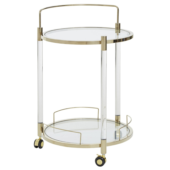 Orizone Round Clear Glass Top Drinks Trolley With Gold Frame ...