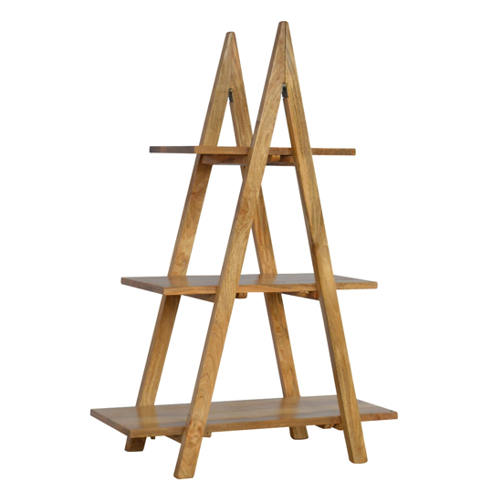 Ouzel Wooden Ladder Style Open Display Stand In Oak Ish