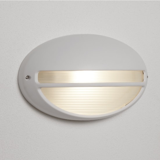 Oval Shape Outdoor Light In White With Ridged Opal Glass | Furniture in ...