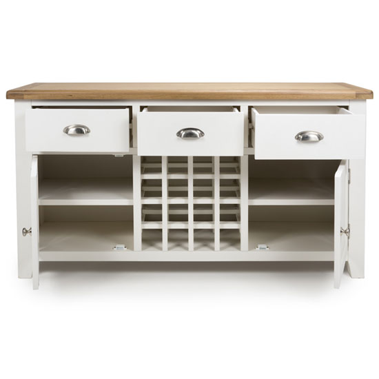 Oxford Wooden Sideboard In White And Oak With Wine Rack | Furniture in ...