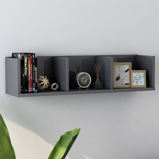 Pacorro Wooden Wall Shelf With 4 Compartments In Grey | Furniture in ...