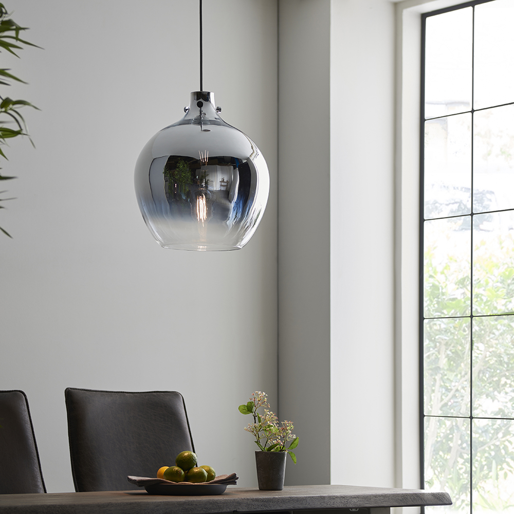 Pampa Glass Pendant Ceiling Light In Chrome