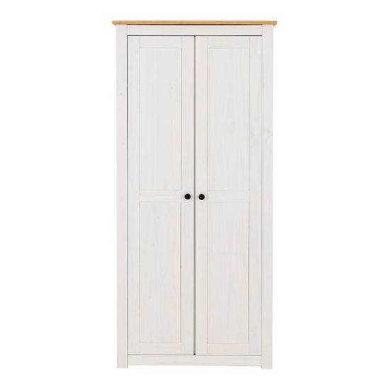 Pavia Wardrobe With 2 Doors In White And Natural Wax
