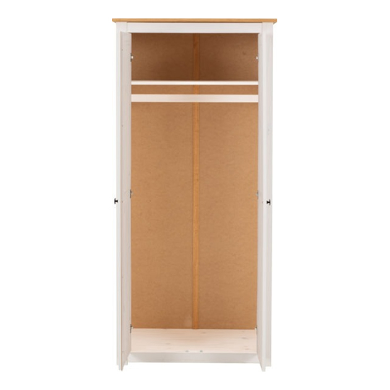 Pavia Wardrobe With 2 Doors In White And Natural Wax