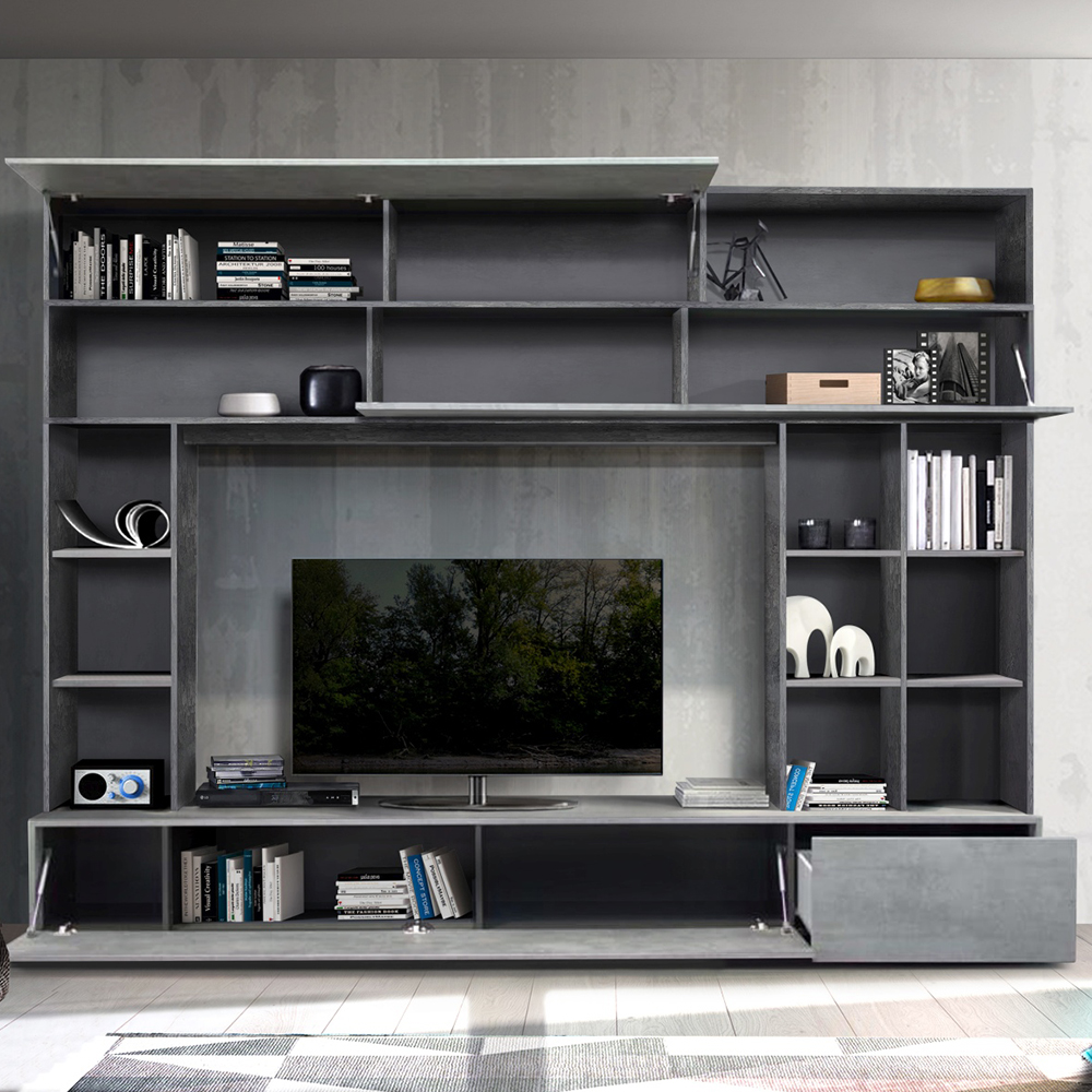 Pandora Wooden Entertainment Unit In Oxide And Cement