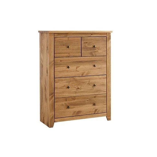 Dylan Wooden Wide Chest Of Drawers In Shannon Oak And Linen | Furniture ...
