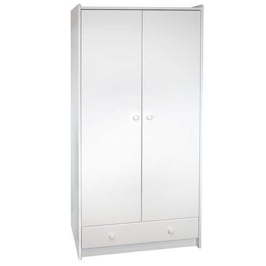 Pathos Wooden Childrens Wardrobe Tall In White | Furniture in Fashion