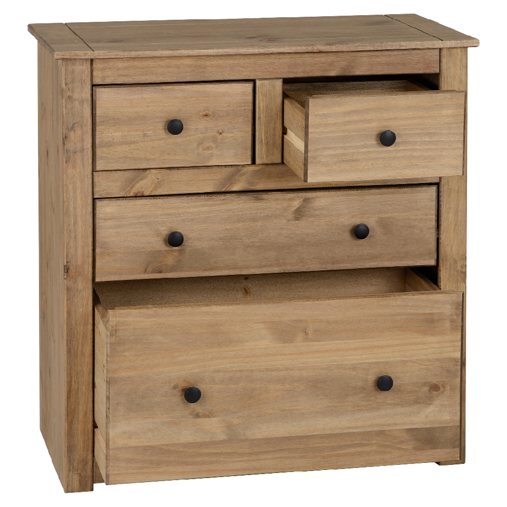 Pavia Wooden Chest Of 4 Drawers In Natural Wax