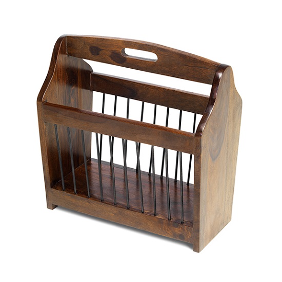 Payton Contemporary Wooden Magazine Rack In Sheesham Hardwood