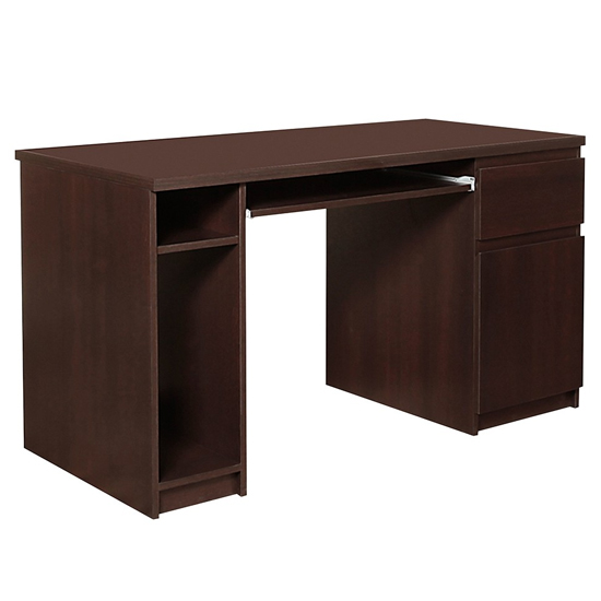 Peka Wooden Twin Pedestal Computer Desk In Dark Mahogany | FiF