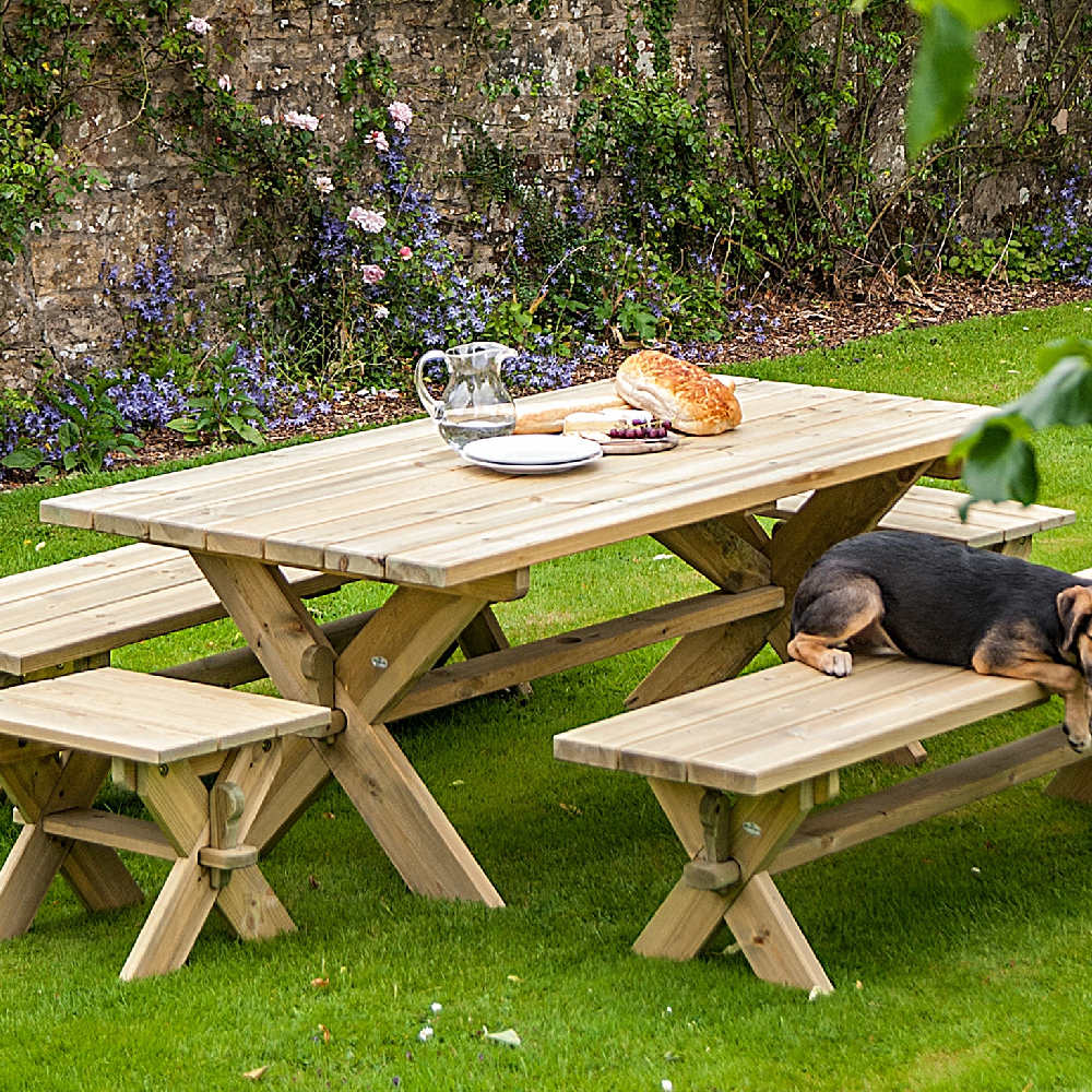 Pelham Wooden Garden Dining Table In Ash Grey