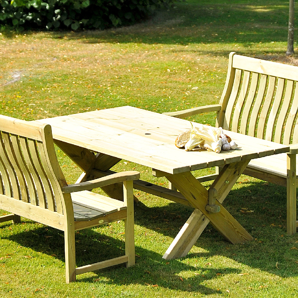Pelham Wooden Garden Dining Table In Ash Grey