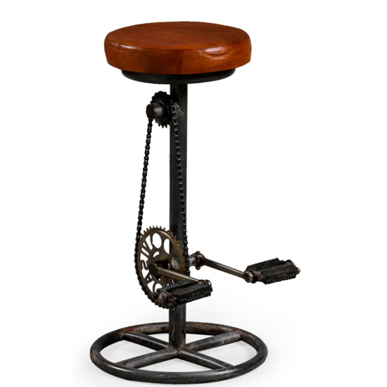 Phaet Reclaimed Cycle Paddle Stool In Black And Brown Seat | Furniture ...
