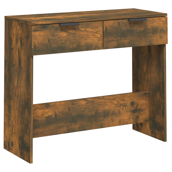 Phila Wooden Console Table With 2 Drawers In Smoked Oak