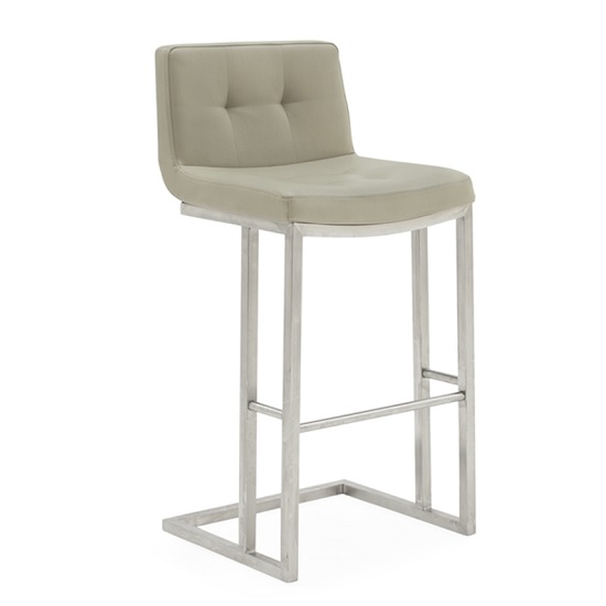 Pietro Bar Stool In Taupe PU With Brushed Metal Frame | Furniture in ...