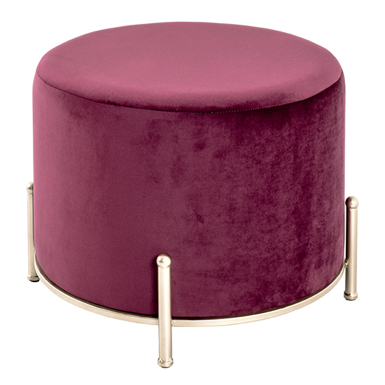 Plano Round Fabric Stool In Red With Gold Metal Base