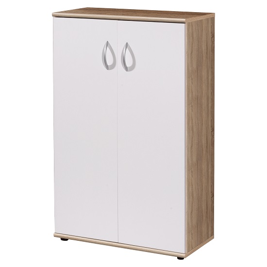 Power Wooden Home Office Filing Cabinet In Sonoma Oak And White | Sale