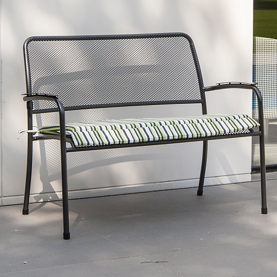 Prats Outdoor Metal Seating Bench In Grey