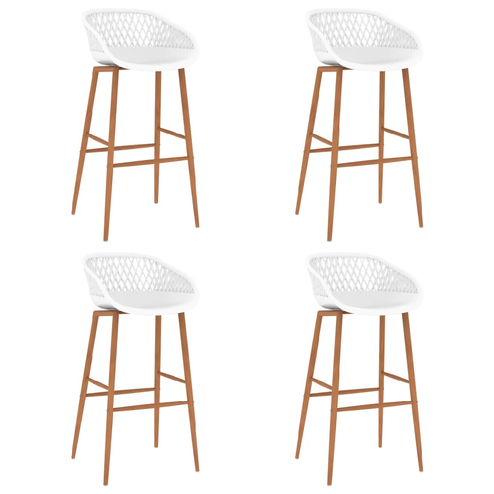Pullman Black Wooden Bar Table With 4 Metal Stools In White Oak
