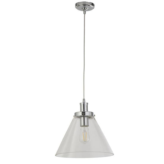 Pyramid 1 Light Glass Shade Pendant Light In Chrome | Furniture in Fashion