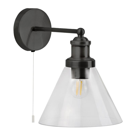 Pyramid 1 Light Glass Shade Wall Light In Black | Furniture in Fashion