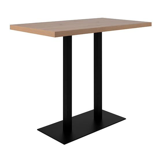 Quads Wooden Bar Table In Artisan Oak And Black