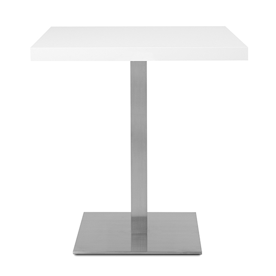 Quads Square Wooden Dining Table In White And Polished Steel | FiF