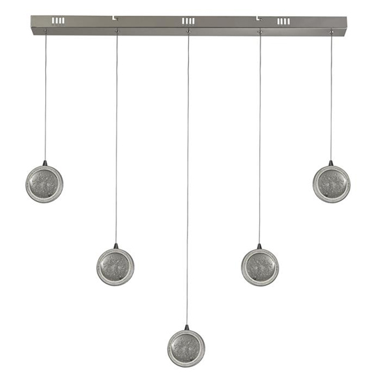 Quartz 5 Lights Bubble Glass Bar Ceiling Pendant Light In Chrome