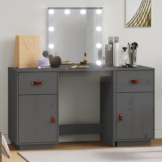 Quella Pinewood Dressing Table In White With LED Lights | Furniture in ...