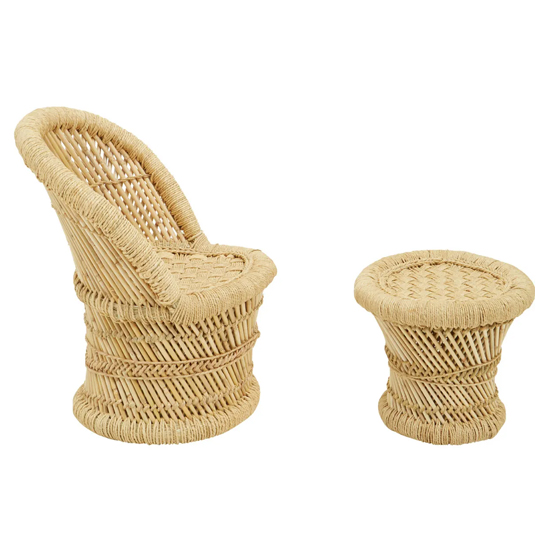 Radford Kids Bamboo Chair And Stool In Natural