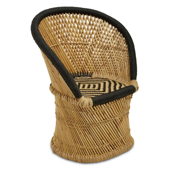 Radford Kids Bamboo Chair And Stool In Natural And Black